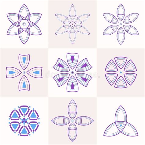 Set Of 9 Symmetric Geometric Shapes Stock Vector Illustration Of Label Design 94168986