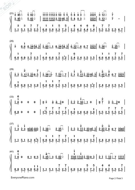 柠檬树 Lemon Tree双手简谱预览2 钢琴谱文件（五线谱、双手简谱、数字谱、midi、pdf）免费下载