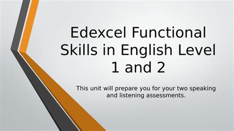 Edexcel Functional Skills English Level 1 And 2 Speaking And Listening Unit Teaching Resources