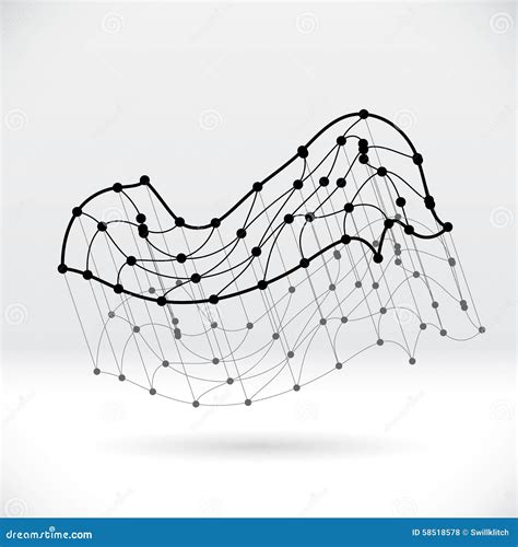 Abstract 3d Wireframe Shape With Connected Stock Vector Illustration
