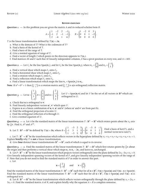 Linear Algebra Pdf Matrix Mathematics Linear Map