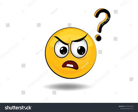 Yellow Emoji With Question Mark Vector Icon Stock Vector Cute Happy