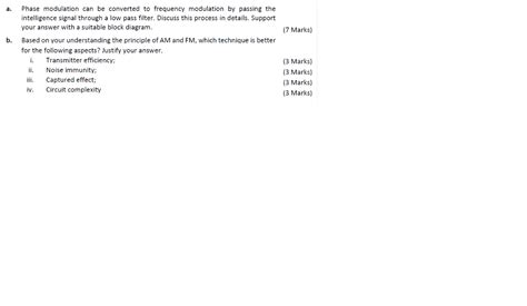 Solved A Phase Modulation Can Be Converted To Frequency Chegg