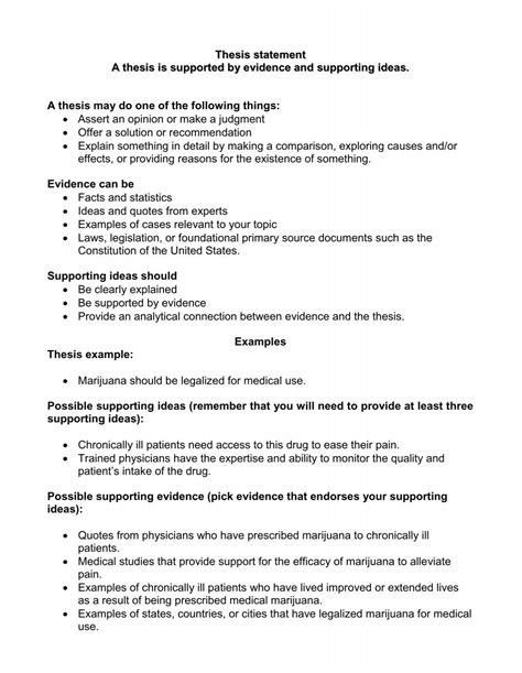 Thesis Statement A Thesis Is Supported By Evidence And Supporting