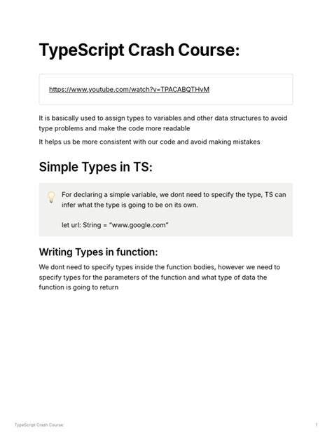 Typescript Crash Course Pdf Parameter Computer Programming