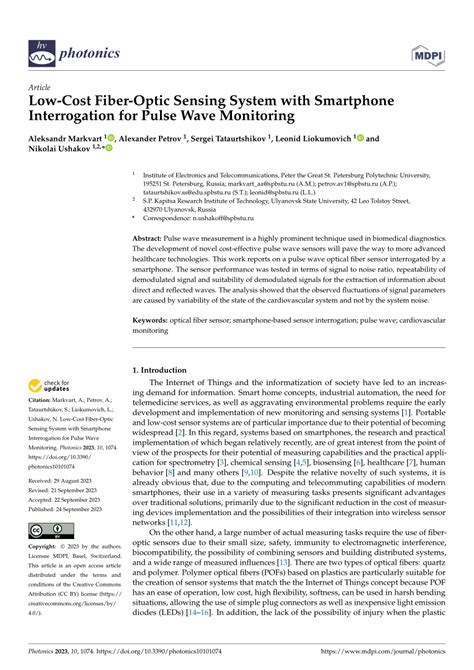 Pdf Low Cost Fiber Optic Sensing System With Smartphone Interrogation For Pulse Wave Monitoring