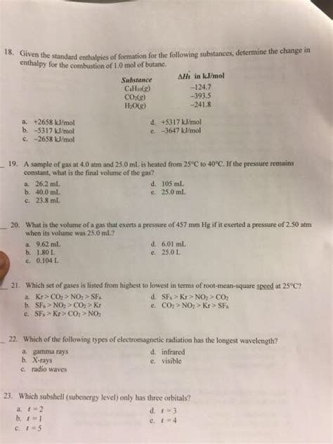 Solved Given The Standard Enthalpies Of Formation For The