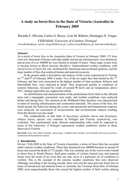 PDF A Study On Forest Fires In The State Of Victoria Australia In February
