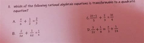 Solving Rational Algebraic Equations Transformable To Quadratic Equation Calculator Tessshebaylo