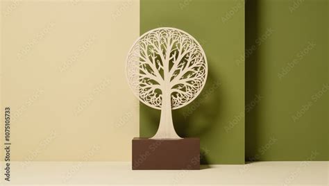 An Abstract Geometric Tree Features A Circular Canopy Rectangular Trunk