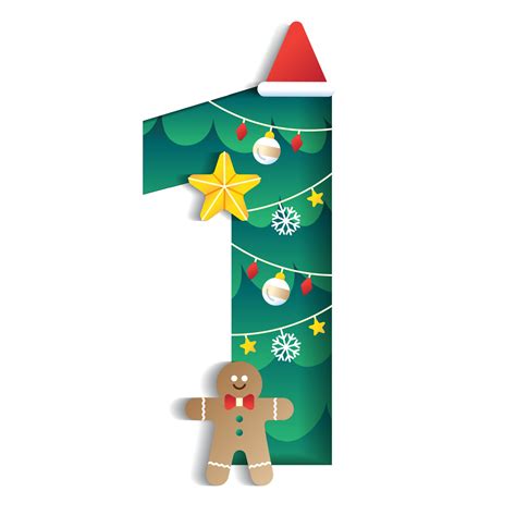 1 Numeric Number Alphabet Cute Merry Christmas Concept Gingerbread Cookies Star Christmas Hat