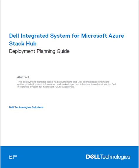 Deployment Planning Guide—dell Integrated System For Microsoft Azure Stack Hub 14g Dell