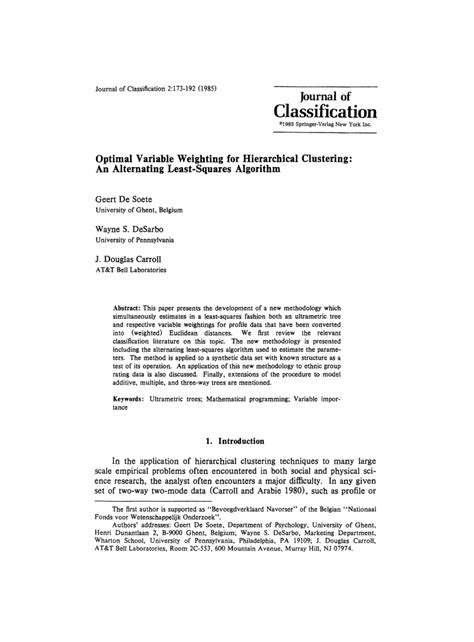 Pdf Optimal Variable Weighting For Hierarchical Clustering An