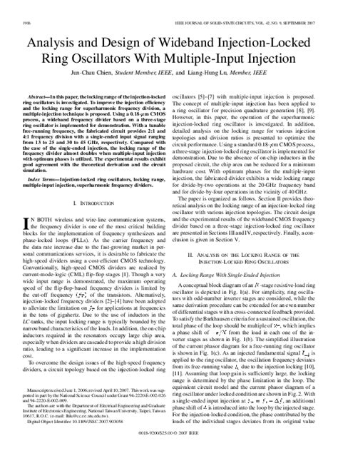 Pdf Analysis And Design Of Wideband Injection Locked Ring Oscillators With Multiple Input