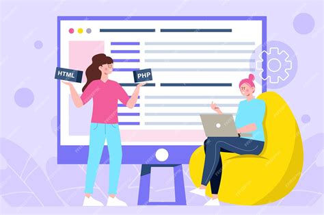 Logiciel De Programmation Concept Violet Avec Scène De Personnes Dans La Conception De Dessin