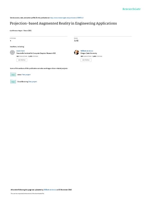 Projection Based Augmented Reality In Engineering Applications Pdf Augmented Reality