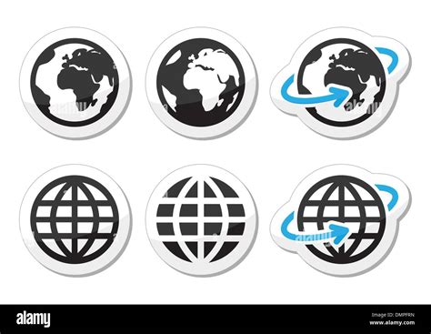 Globe Earth Vector Icons Set With Reflection Stock Vector Image Art