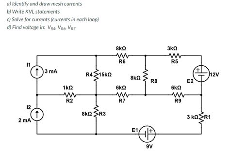 solved a identify and draw mesh currents b write kvl