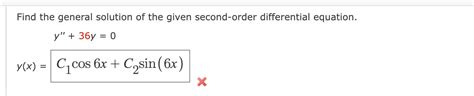 Solved Find The General Solution Of The Given Second Order