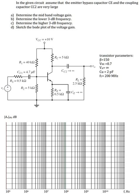 in the given circuit assume that the emitter bypass capacitor ce and