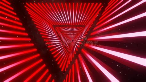 Red And White Neon Glowing Sci Fi Triangular Dimension Background Vj