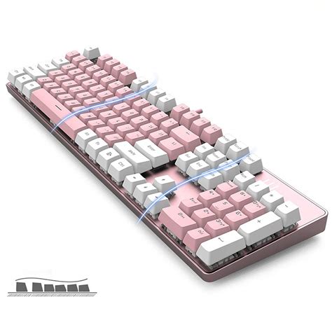 Merdia Hot Swappable Full Size Wired Gaming Keyboard Pink And White