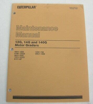 Caterpillar Cat 12g 14g 140g Motor Grader Operation Maintenance Manual