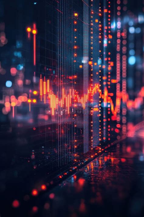 Data Visualization Of Glowing Digital Graphs And Abstract Trading Chart