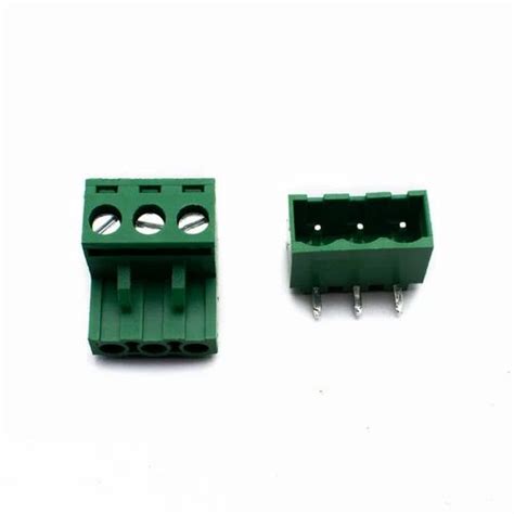 3 Pin Right Angle Male Female Plug In Screw Terminal Block Connector PBT 1 Pair Electrical