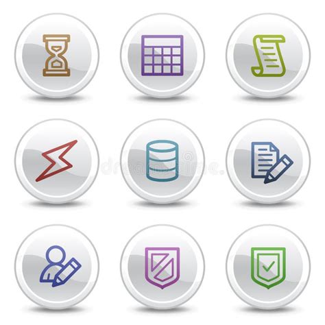 Database Web Colour Icons White Circle Buttons Stock Vector Illustration Of Pencil Info