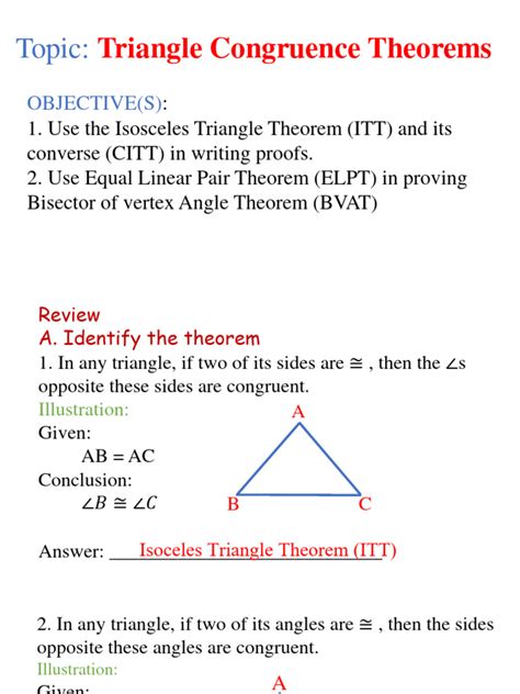 Triangle Congruence Theorems Applications Of Itt And Citt Pdf Triangle Euclidean Plane