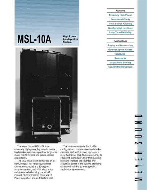 Msl 10a High Power Meyer Sound Laboratories Inc