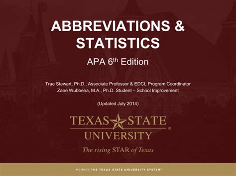Module 9 Abbreviations Statistics Apa 6th Ed