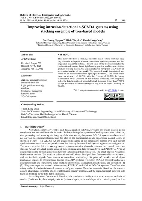 Pdf Improving Intrusion Detection In Scada Systems Using Stacking Ensemble Of Tree Based Models