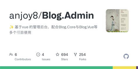 GitHub anjoy Blog Admin 基于vue 的管理后台配合Blog Core与Blog Vue等多个项目使用