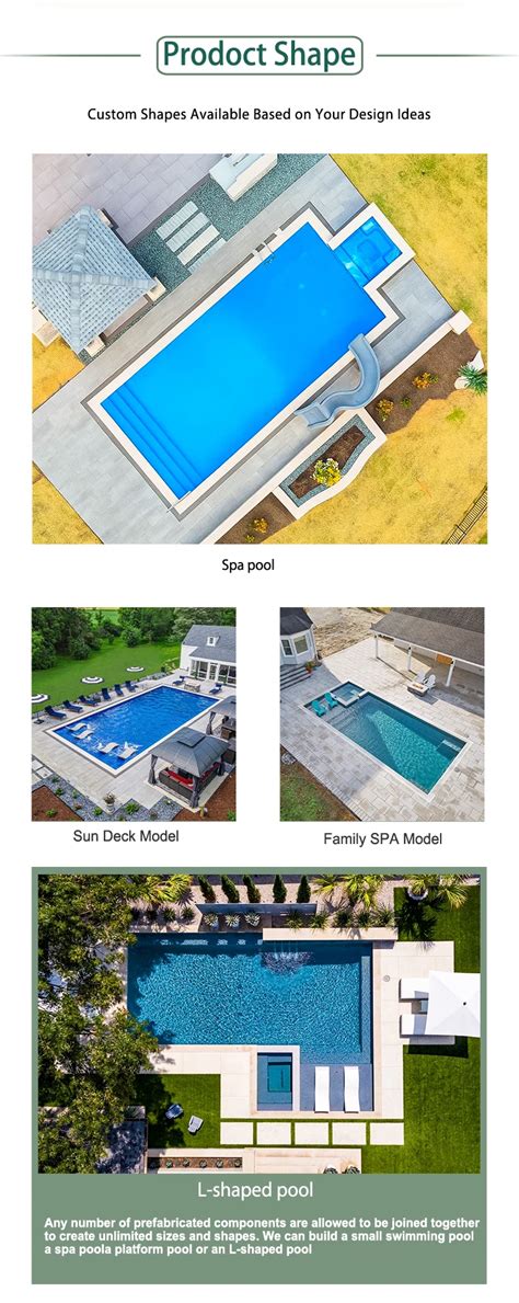 Water Park Prefab Inground Fiberglass Swim Spa Pool Custom Size Uv