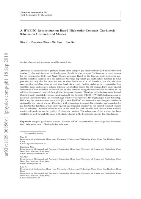 Pdf A Hweno Reconstruction Based High Order Compact Gas Kinetic