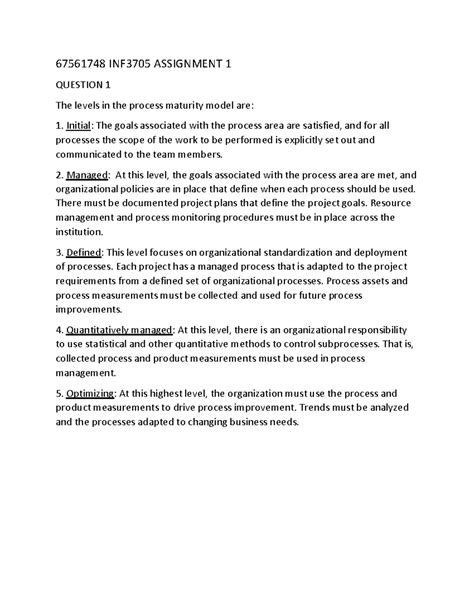 INF3705 Assignment 1 67561748 INF3705 ASSIGNMENT 1 QUESTION 1 The Levels In The Process