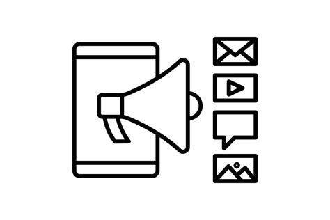 Social Media Icon And Digital Marketing Mobile Phone Megaphone Message Chat Video Icon
