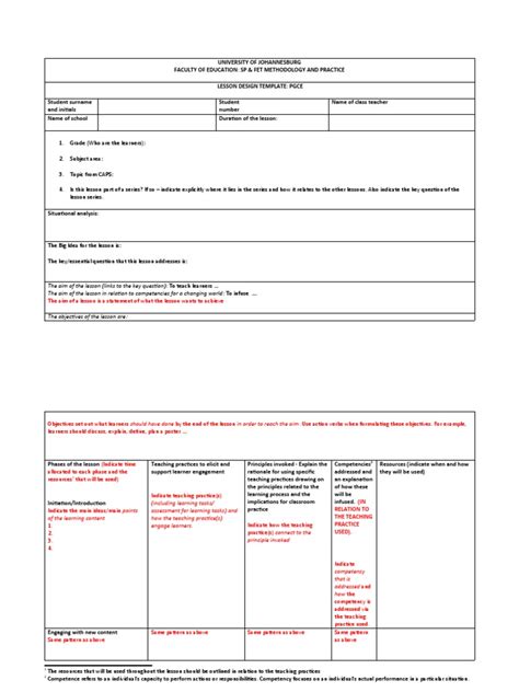 2023 Pgce Lesson Design Template Ems Pdf Learning Cognitive Psychology