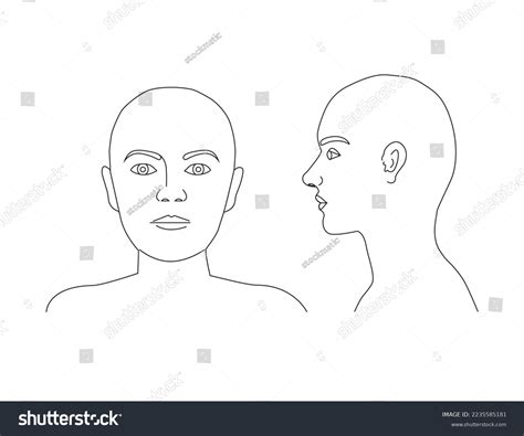 Bald Man Head Outline Drawing Unisex Stock Vector Royalty Free