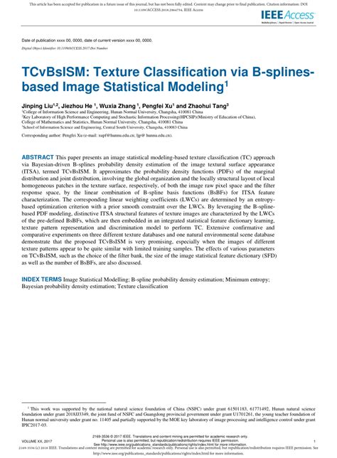 Pdf Tcvbsism Texture Classification Via B Splines Based Image Statistical Modeling