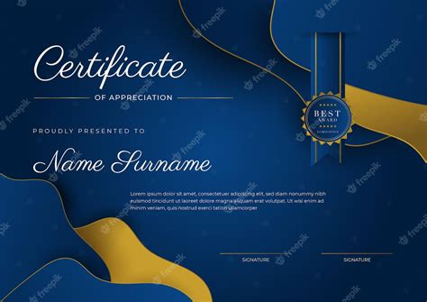 Premium Vector Certificate Of Appreciation Template Gold And Blue