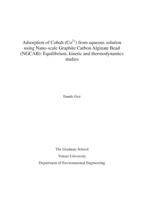 Pdf Adsorption Of Cobalt Co2 From Aqueous Solution Using