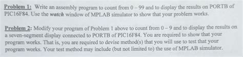 Solved Problem Write An Assembly Program To Count From Chegg