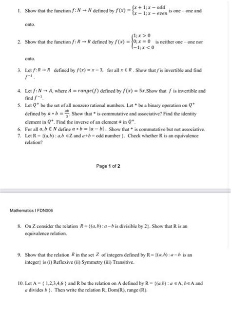 solved 1 show that the function f n n defined by f x {