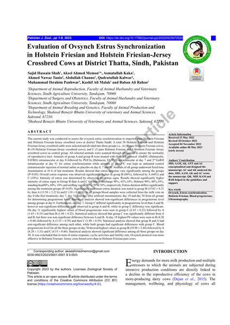 Pdf Evaluation Of Ovsynch Estrus Synchronization In Holstein Friesian And Holstein Friesian