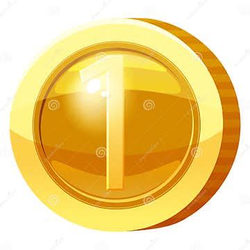 Gold Medal Coin Number 1 Symbol. Golden Token for Games, User Interface Asset Element Stock ...
