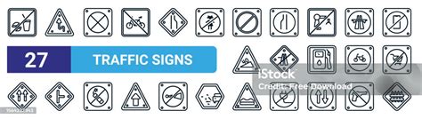 패스트 푸드 없음 커브 금지 차선 끝 고속도로 측면 도로 움푹 들어간 곳 모바일 앱 웹 디자인을위한 장벽 벡터 아이콘과 같은