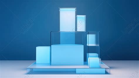 Blue Step Cube Podium 제품 디스플레이 배경의 3d 렌더링 광고를 위한 빈 쇼케이스 템플릿 레이스 배경 주형 배경 그래픽 디자인 배경 이미지 Hd